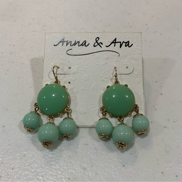 Anna &Ava | Jewelry | 2 Anna Ava Gold Tone Round Beaded Emerald Drop ...